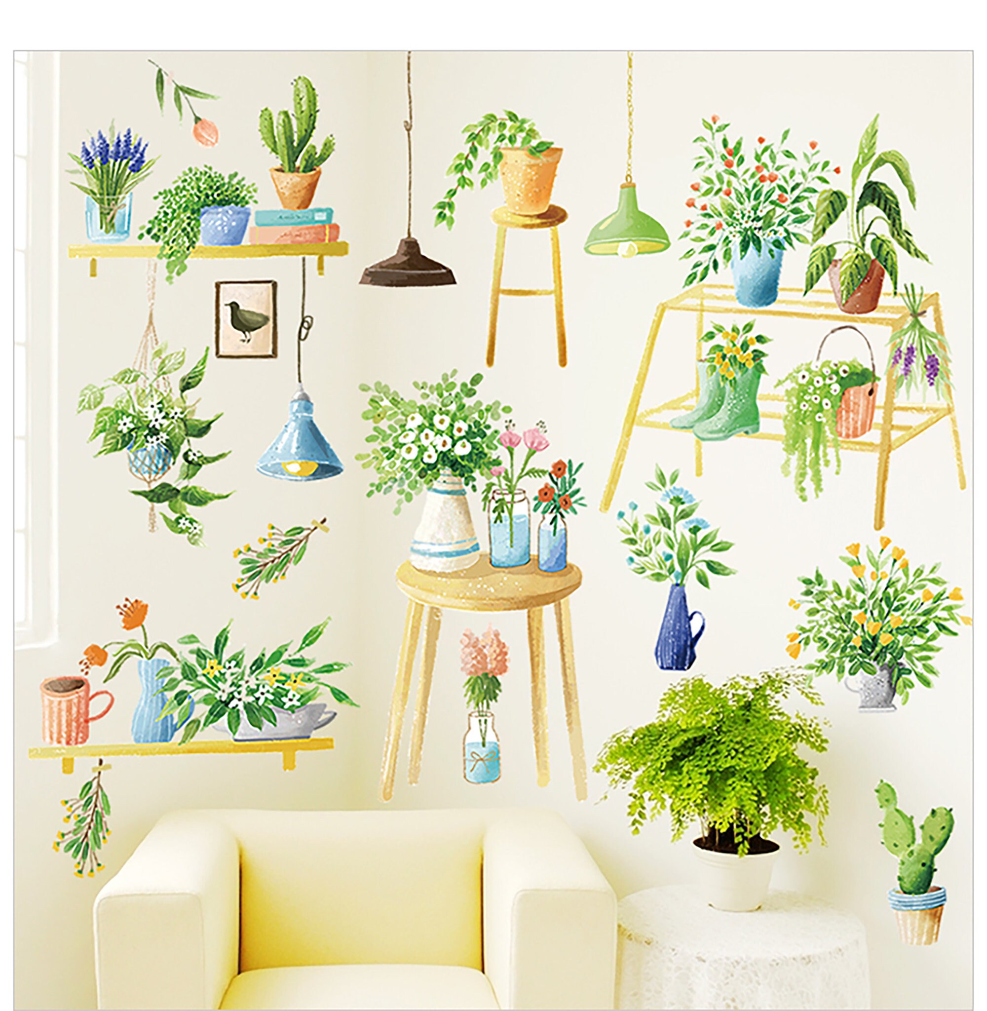 Green Plant Wall Sticker Full of Nature All Kinds of Green - Etsy