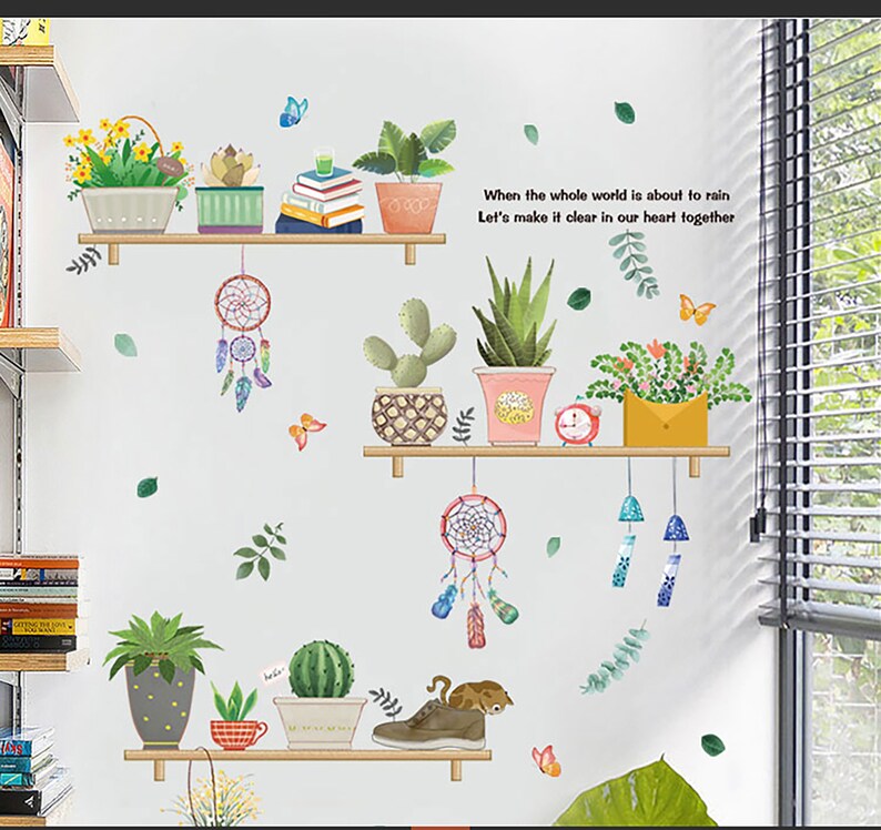 Garden Fresh Plant Potted Wall Sticker Sitting Room Dormitory - Etsy