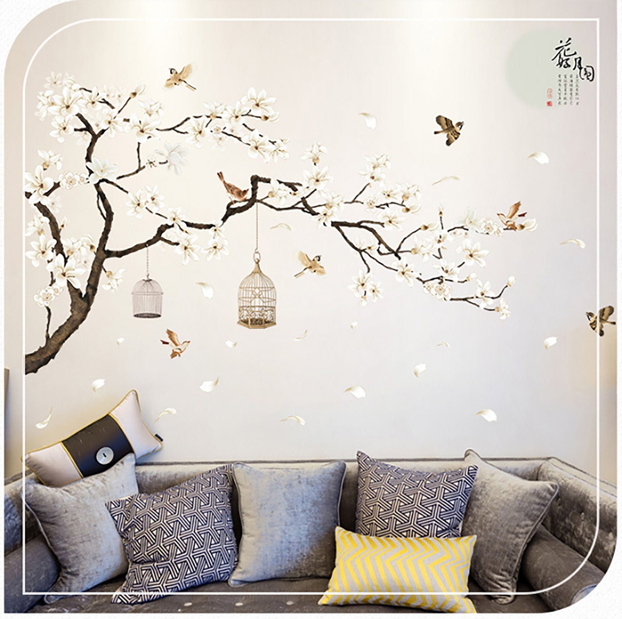 Chinese Style Flower Wall Sticker Pear Flower Wall Decals - Etsy