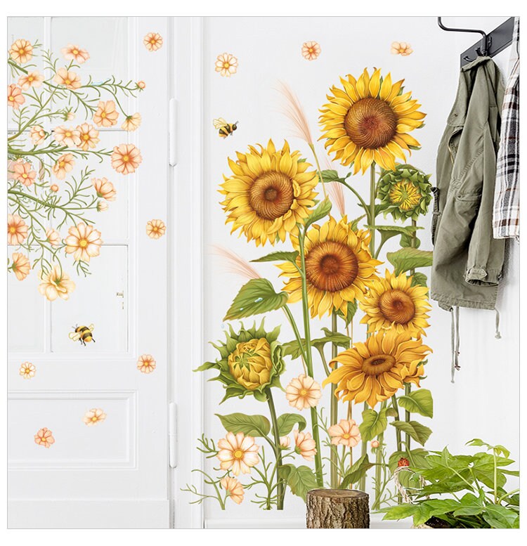 Sunflowers With Small Flowers Door's Wall's Wall Decal Wall Stickers - Etsy