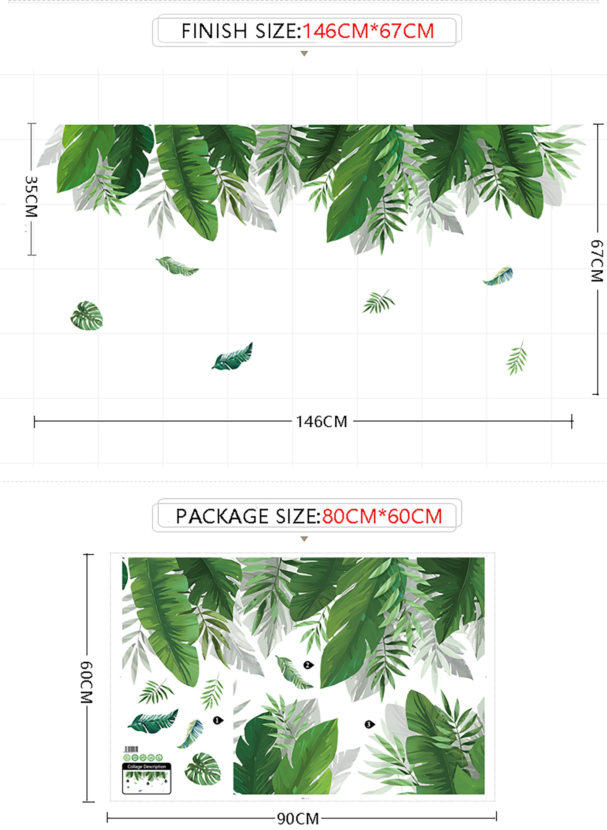 Tropical Plant Leaves Wall Stickers Can Remove Wall Paste Top Etsy