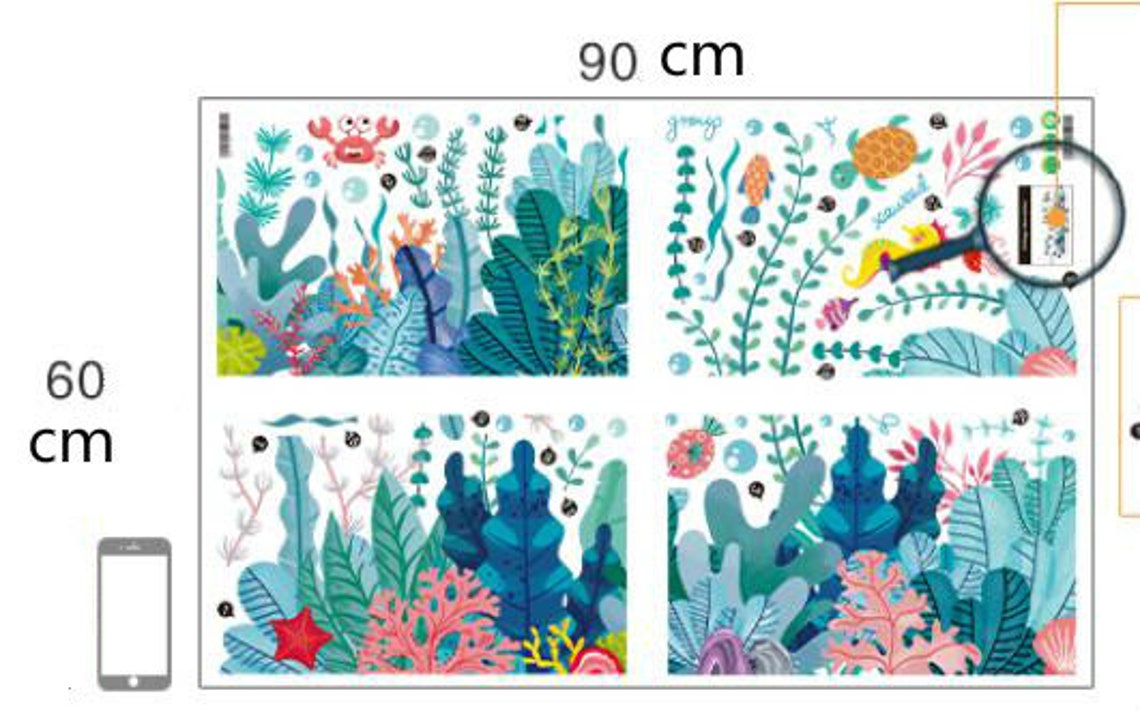 Undersea Seaweeds With Animals Wall Decal Wall Sticker - Etsy