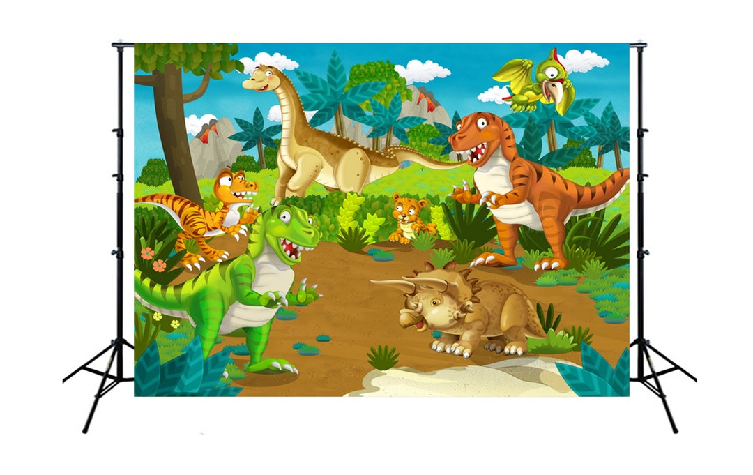 Cartoon Dinosaur Backdrop, Custom Birthday Party Photo Booth - Etsy