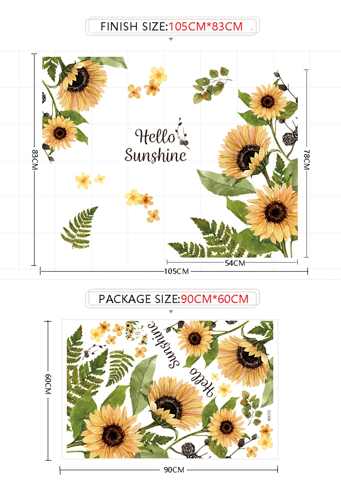 New Style Yellow Sunflowers Decals Home Decoration Flower Wall - Etsy