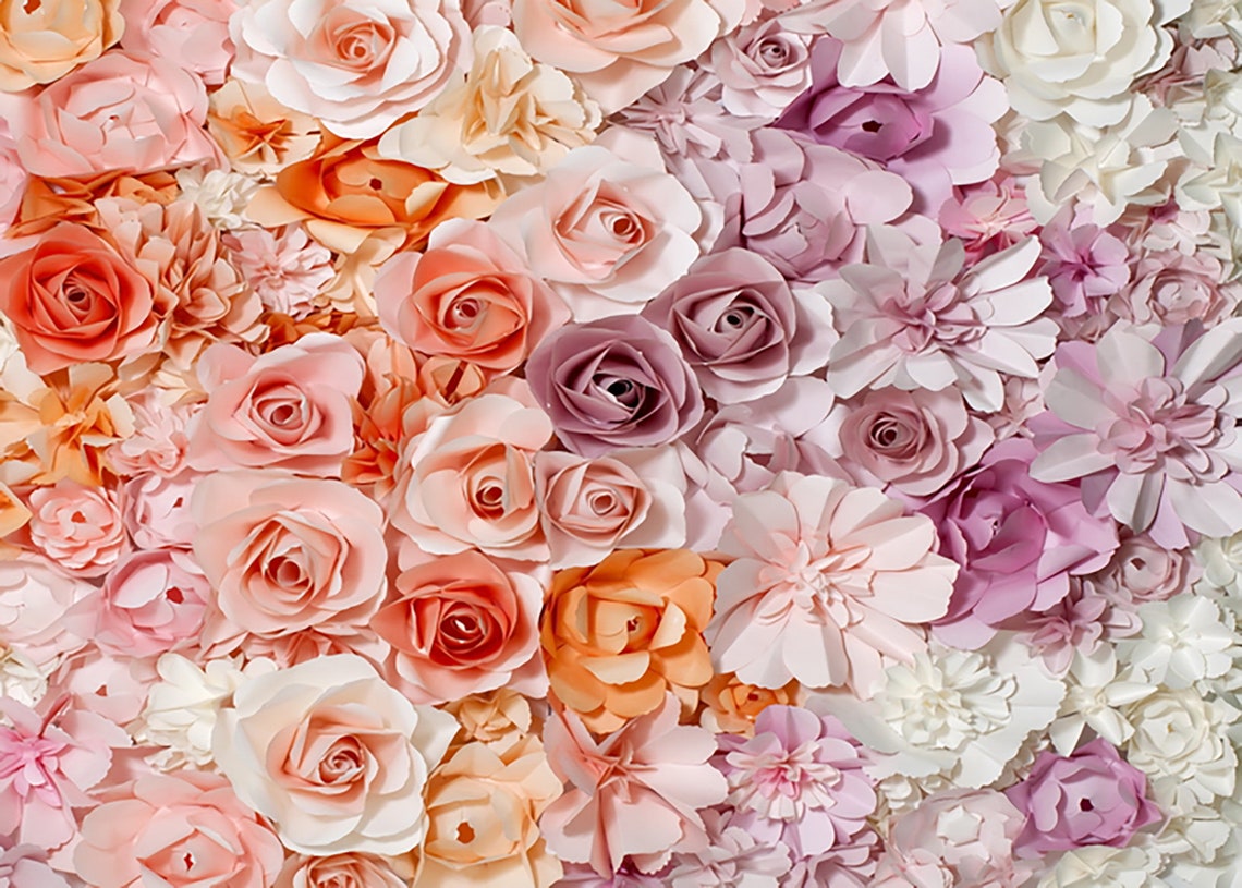 Backdrop Colorful Paper Flowers Photography Backdrop Wedding - Etsy
