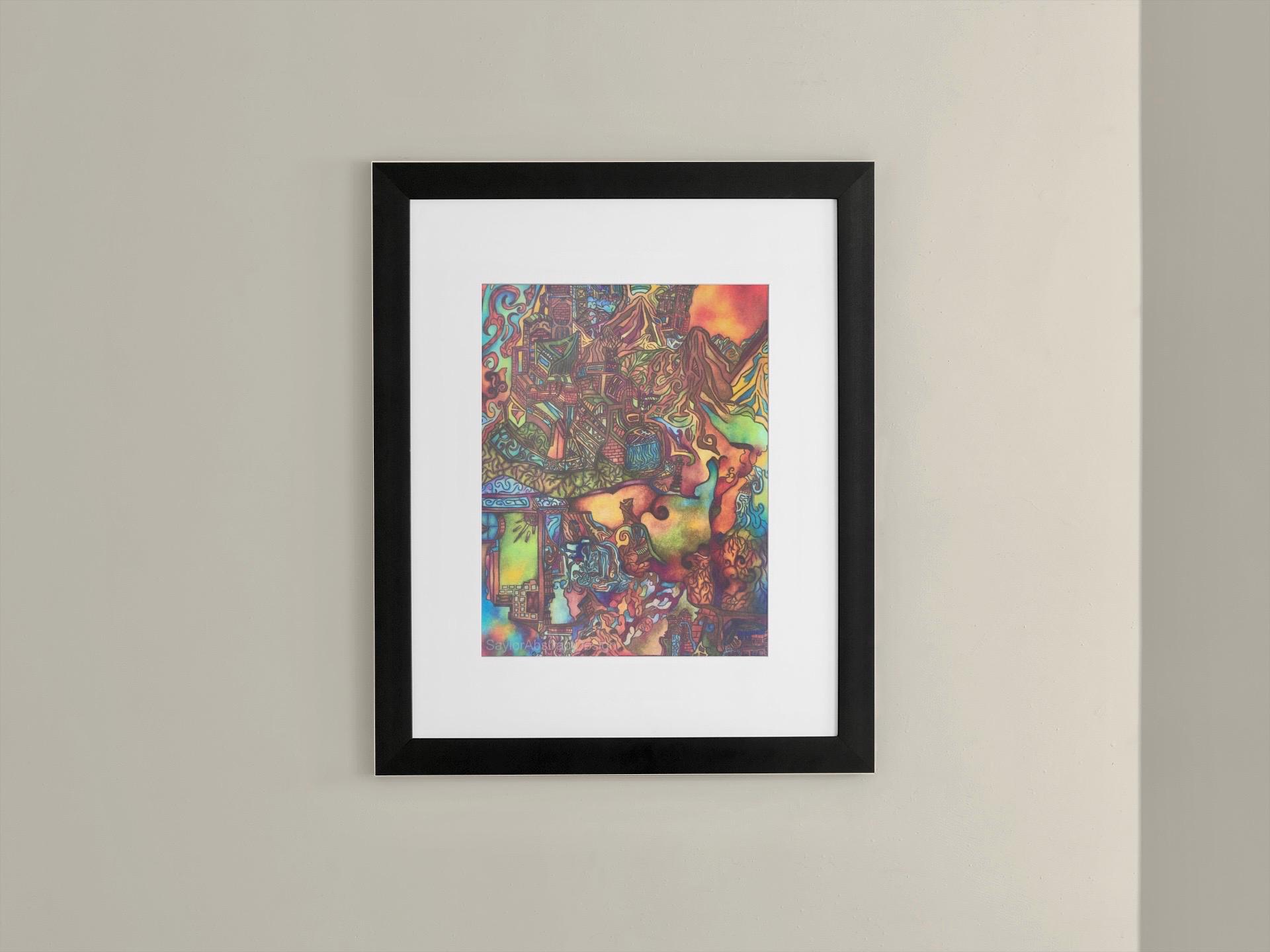 Mind Map – Surreal Abstract Art Print | Hand-drawn Psychedelic ...