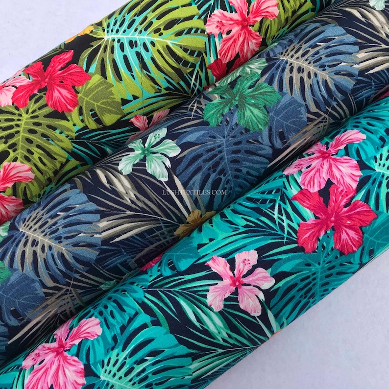Hawaiian Tropical Cotton Poplin Rose & Hubble Dress Fabric - Etsy
