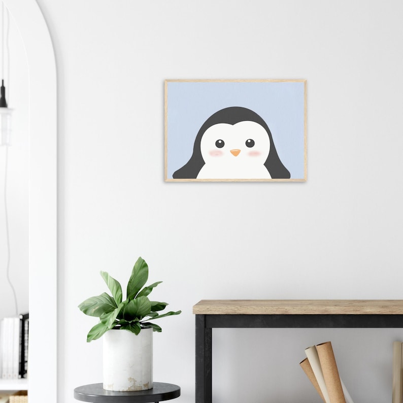 Smiley Penguin Print – Cute Minimalist Wall Art for Kids’ Rooms ...