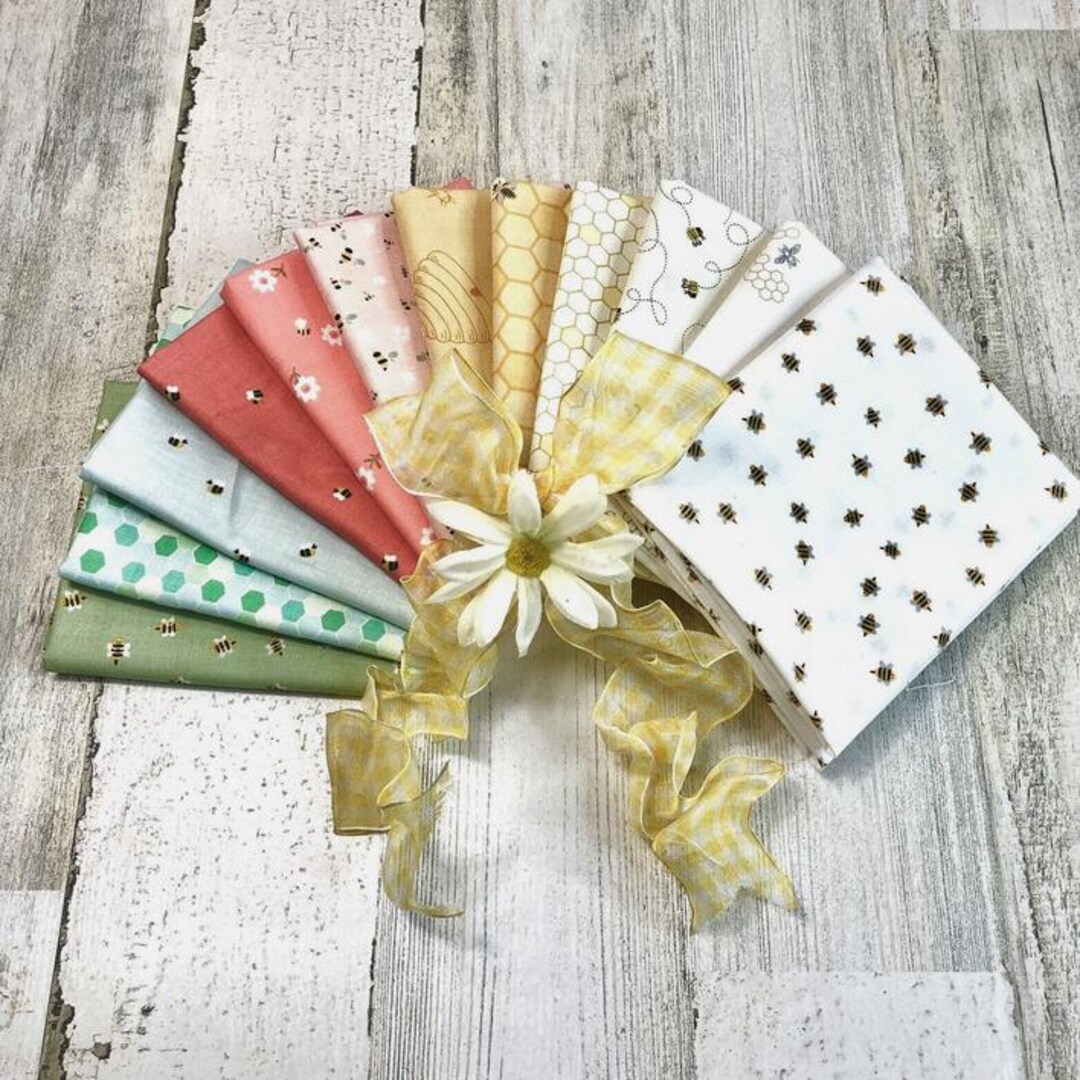 SPRING BEE BUNDLE 12pc Fat Quarter Pack - Variety of Bee Prints by ...
