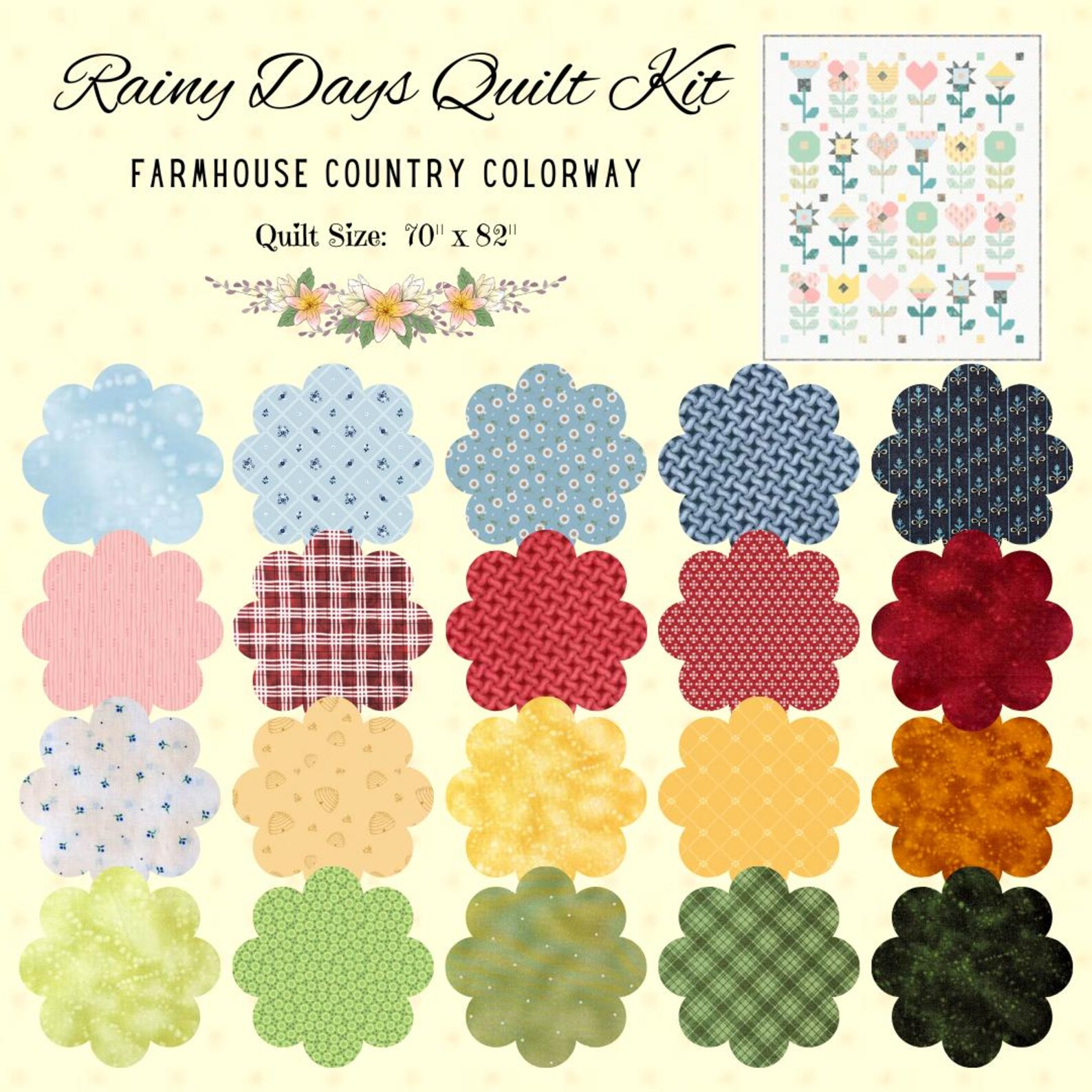 RAINY DAYS Quilt Kit 70" X 82" - Farmhouse Country Colorway - Etsy