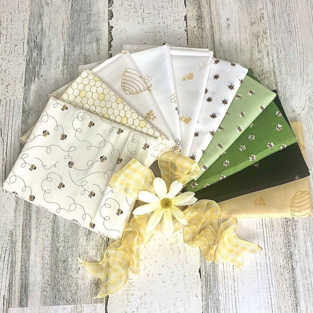 BUMBLE BEE BUNDLE 10pc Fat Quarter Pack Variety of Bee Prints by Riley ...
