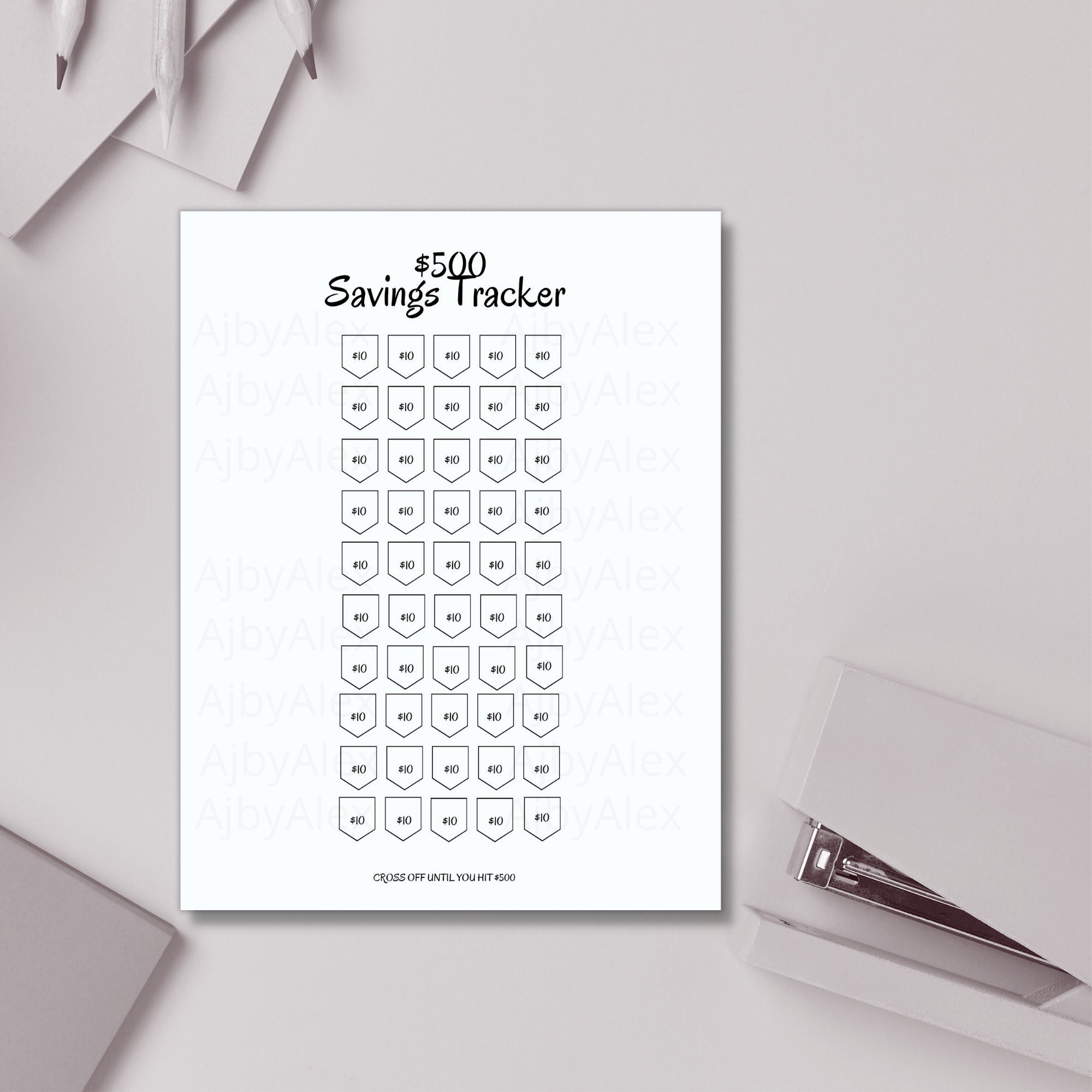 500 Dollar Saving Challenge 500 Money Saving Saving Tracker | Etsy