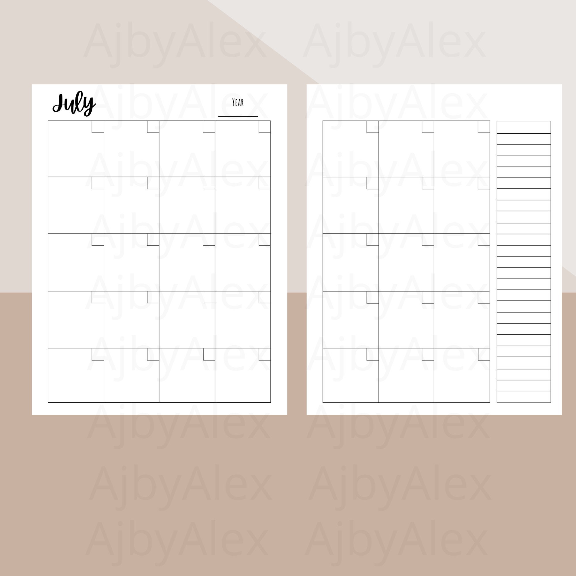 Letter Size Planner Printable, Monthly Calendar Planner, Calendar ...