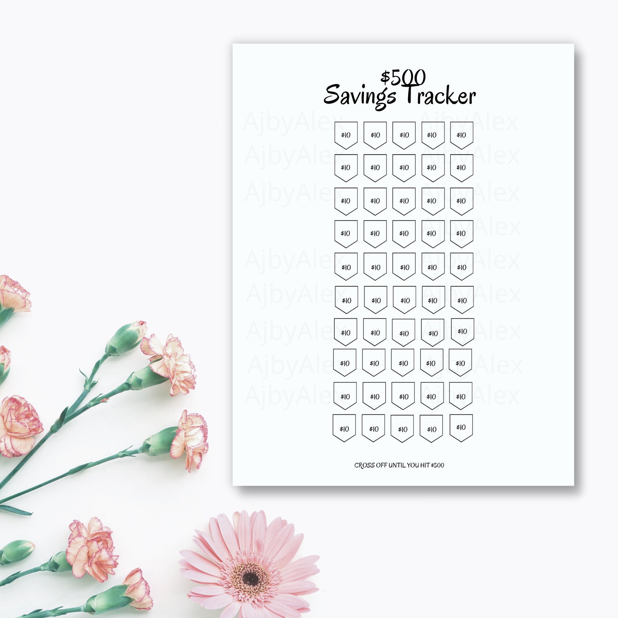 500 Dollar Saving Challenge 500 Money Saving Saving Tracker | Etsy