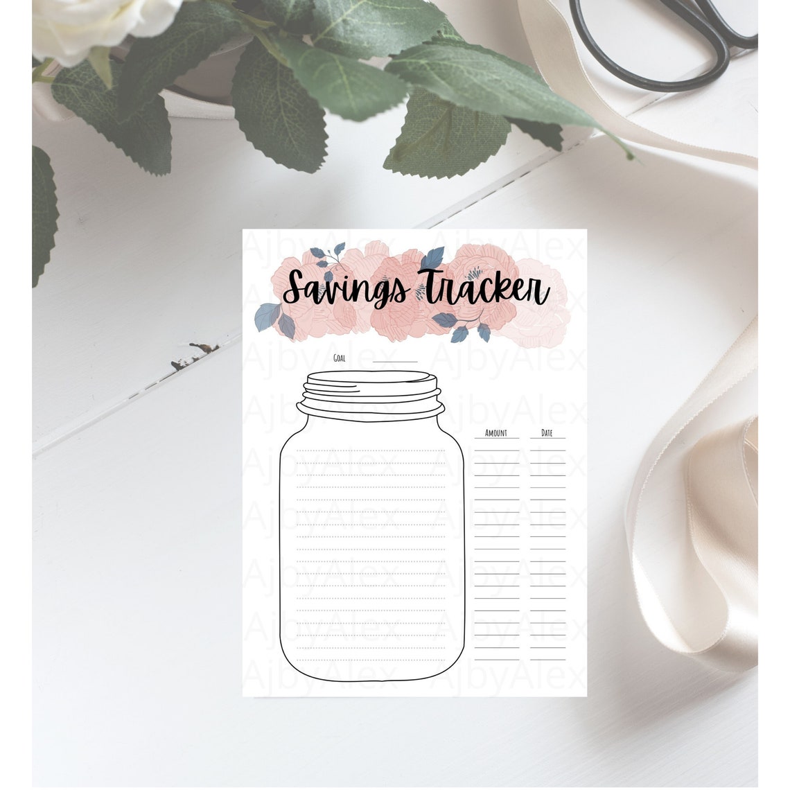 Flower Themed Savings Tracker Printable, Savings Goal Tracker, Saving ...