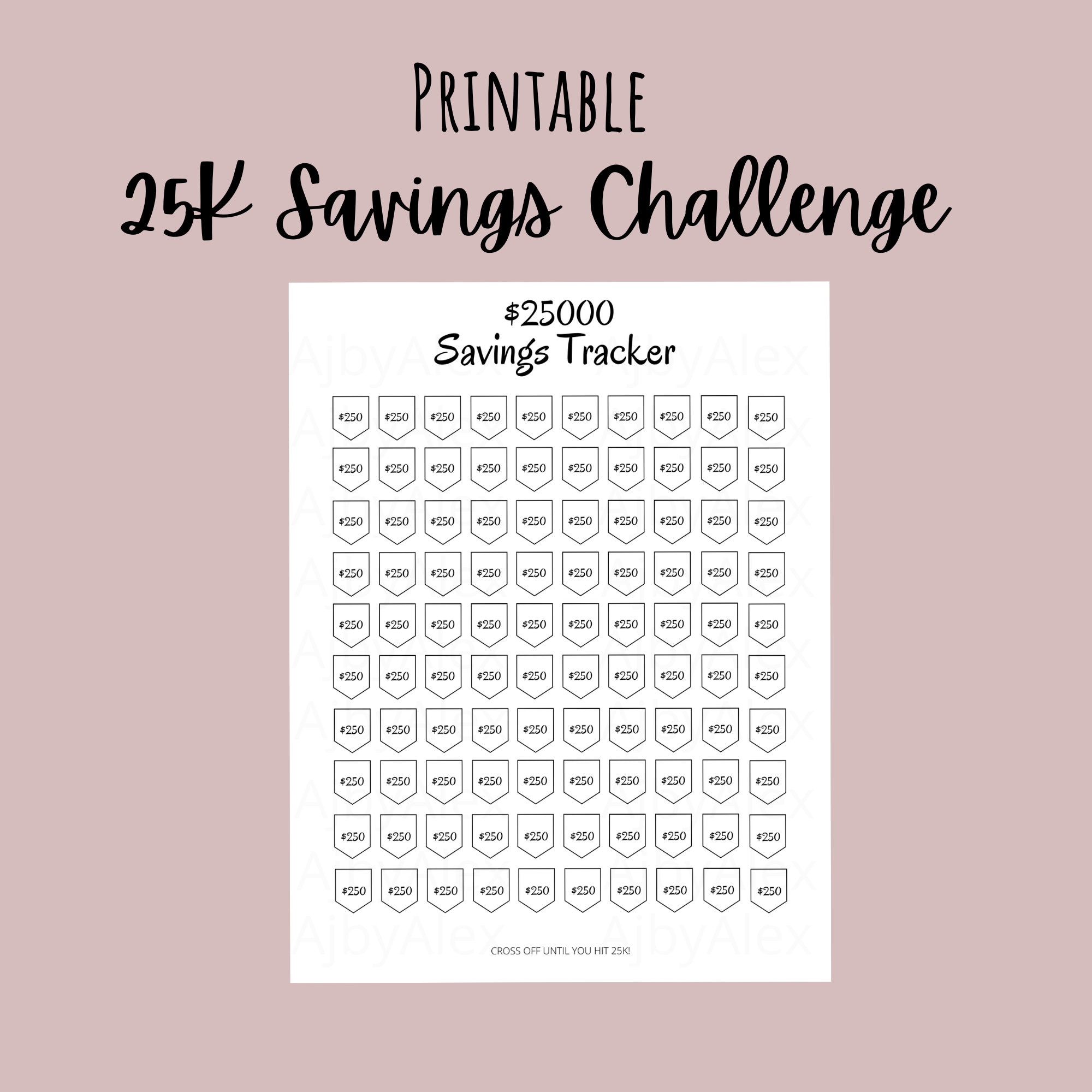 25k Savings Tracker Printable Savings Challenge Savings Goal - Etsy ...