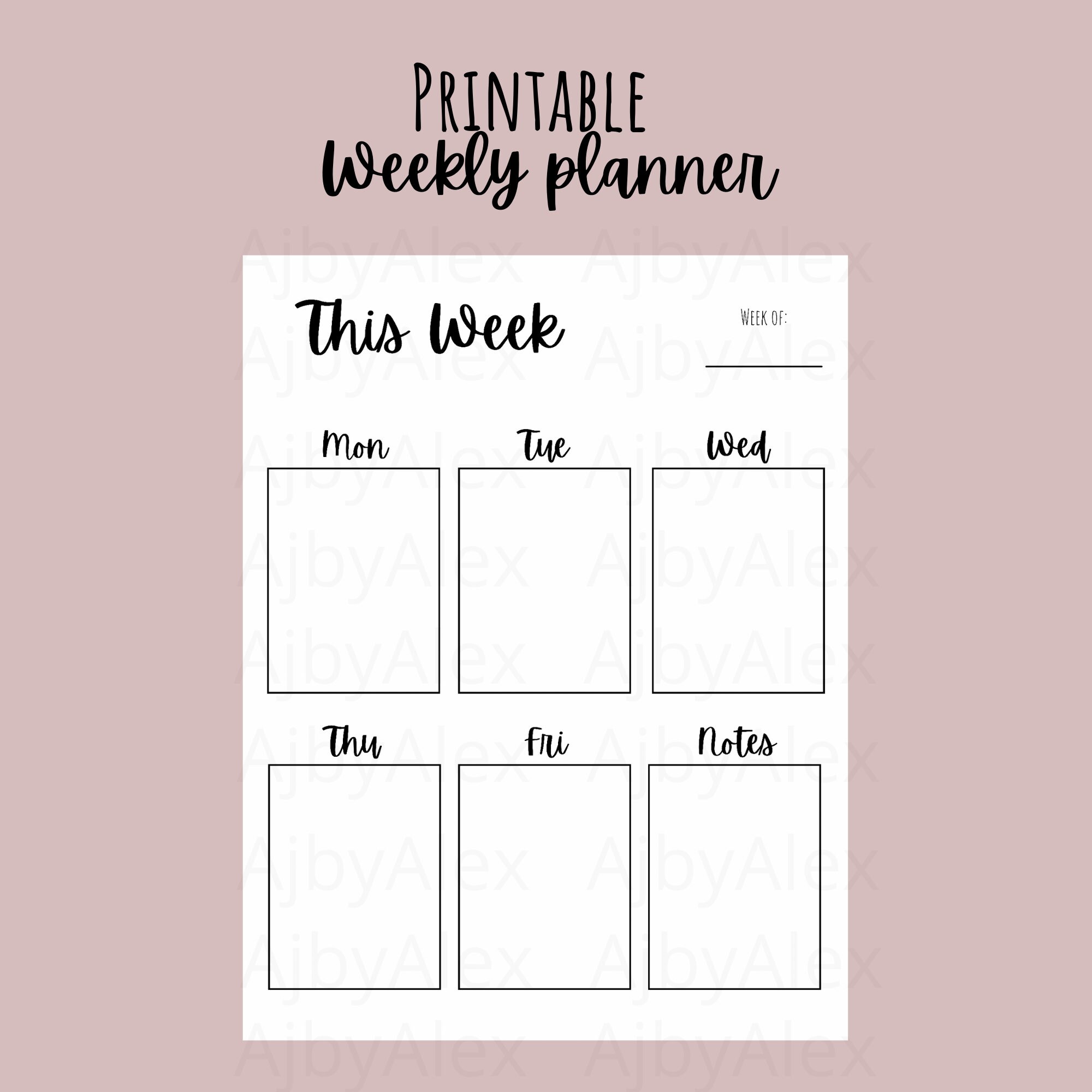 Minimalist Weekly Planner Weekly Planner Printable Week At A Etsy UK