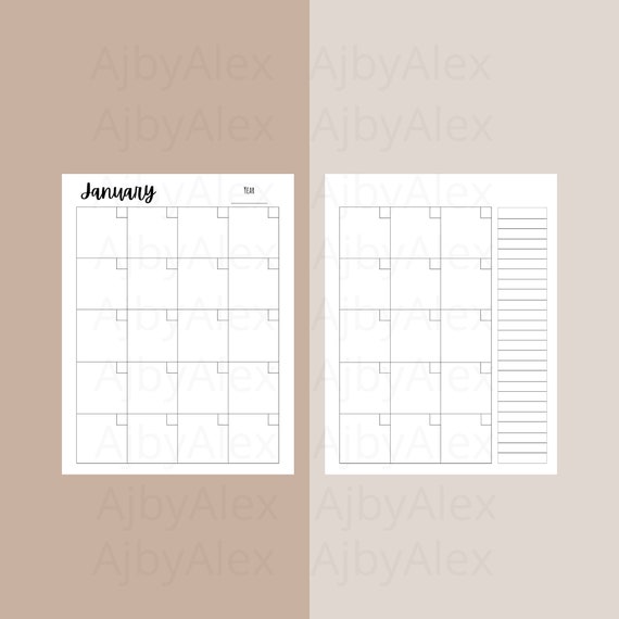 Letter Size Planner Printable Monthly Calendar Planner - Etsy