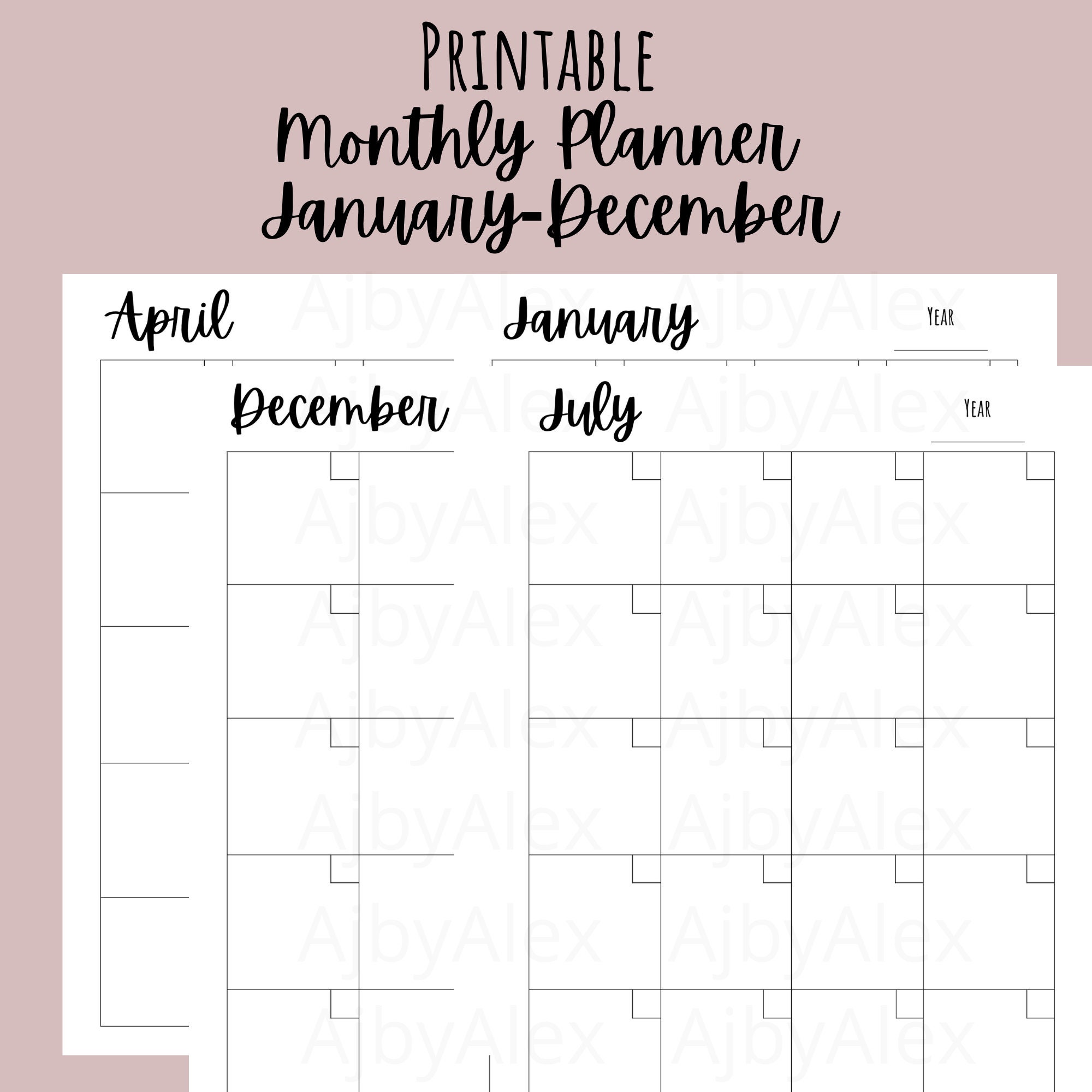 Letter Size Planner Printable, Monthly Calendar Planner, Calendar ...