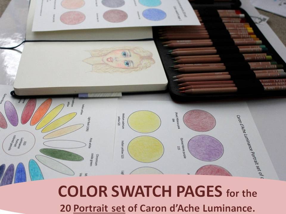 Luminance Portrait Color Swatch Sheets, Color Swatches for Caron D'ache ...
