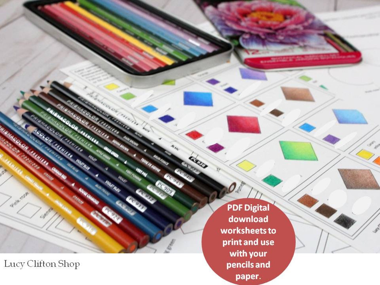 PRISMACOLOR 12 Set and Botanical 12 Set Colored Pencils Workbook, Color Combinations and Color ...