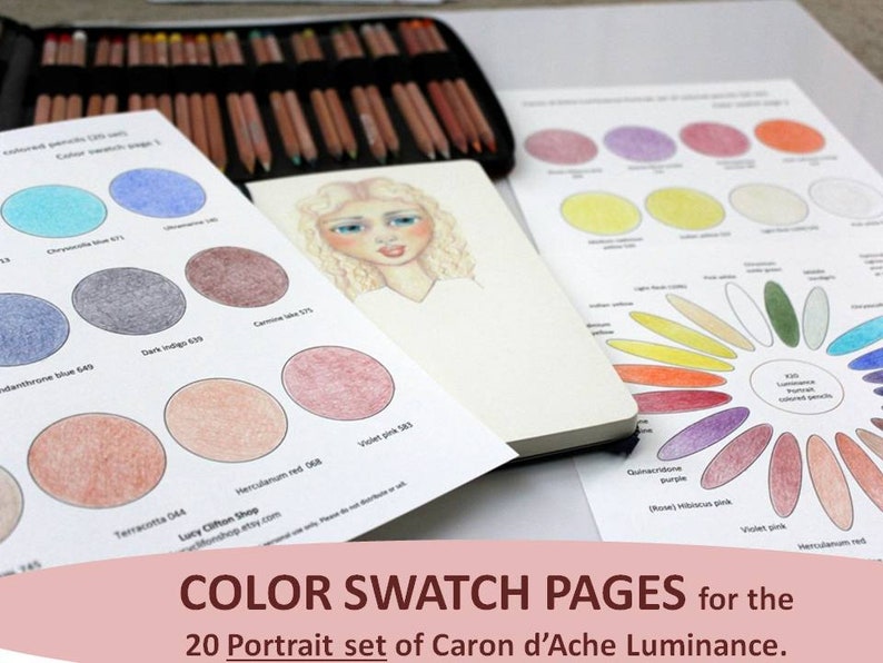 Luminance Portrait Color Swatch Sheets, Color Swatches for Caron D'ache ...