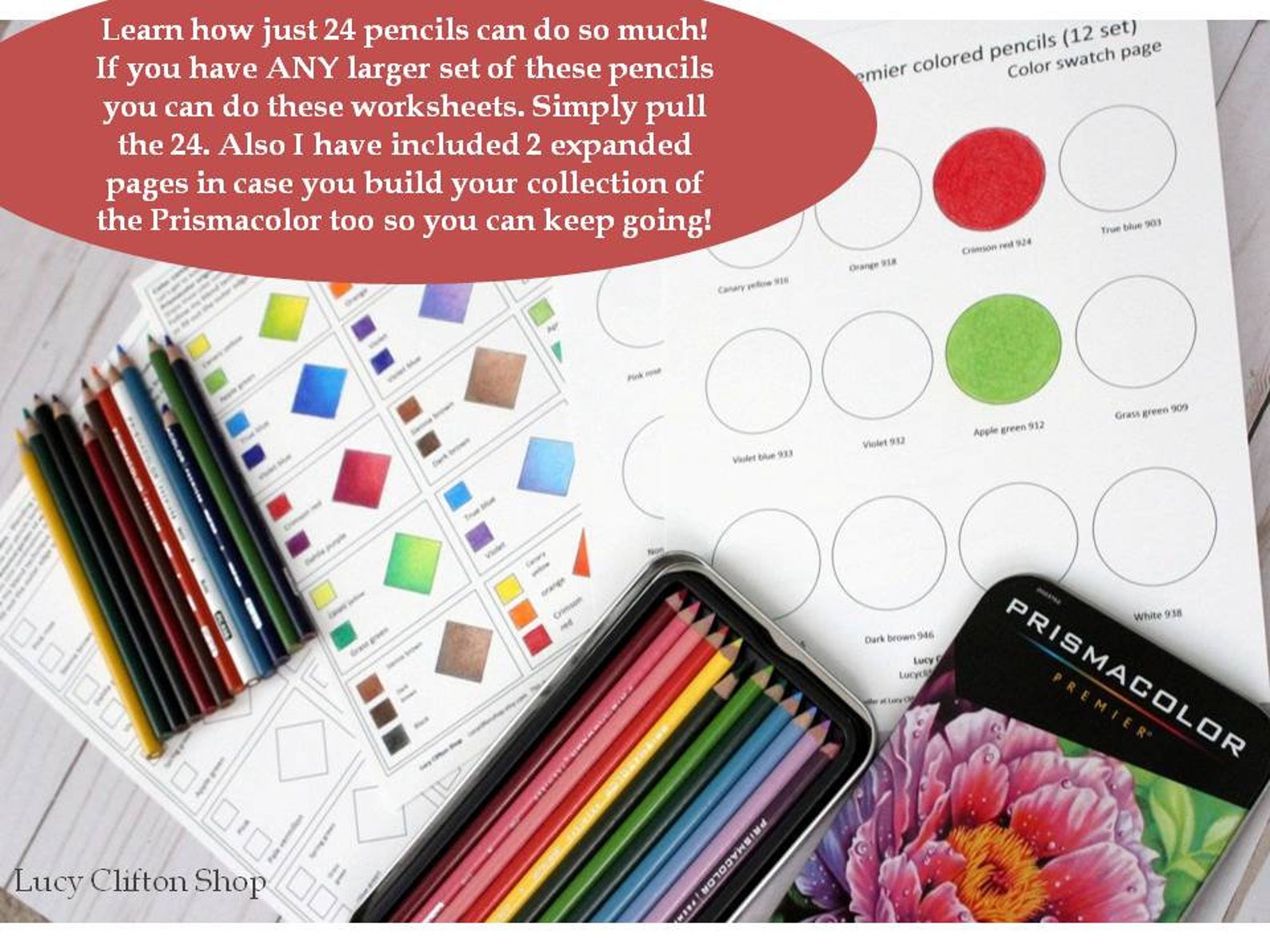 PRISMACOLOR 12 Set and Botanical 12 Set Colored Pencils Workbook, Color Combinations and Color ...