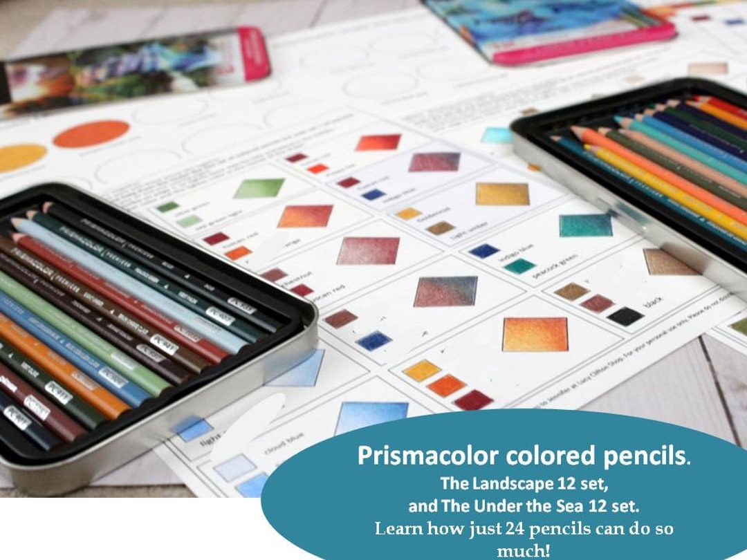 PRISMACOLOR the Landscape Set & the Under the Sea Set Colored Pencils Workbook, Color ...