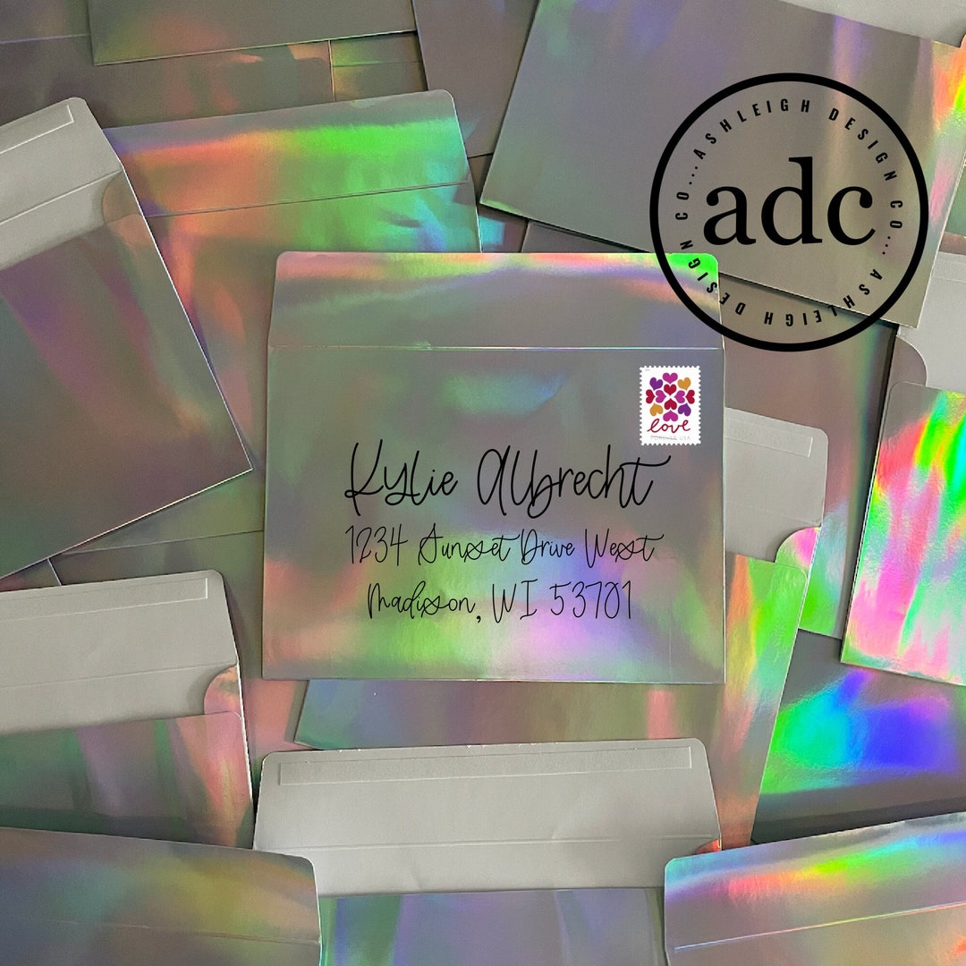Iridescent Holographic Party Envelopes 10, 20 Pack Bachelorette Party ...