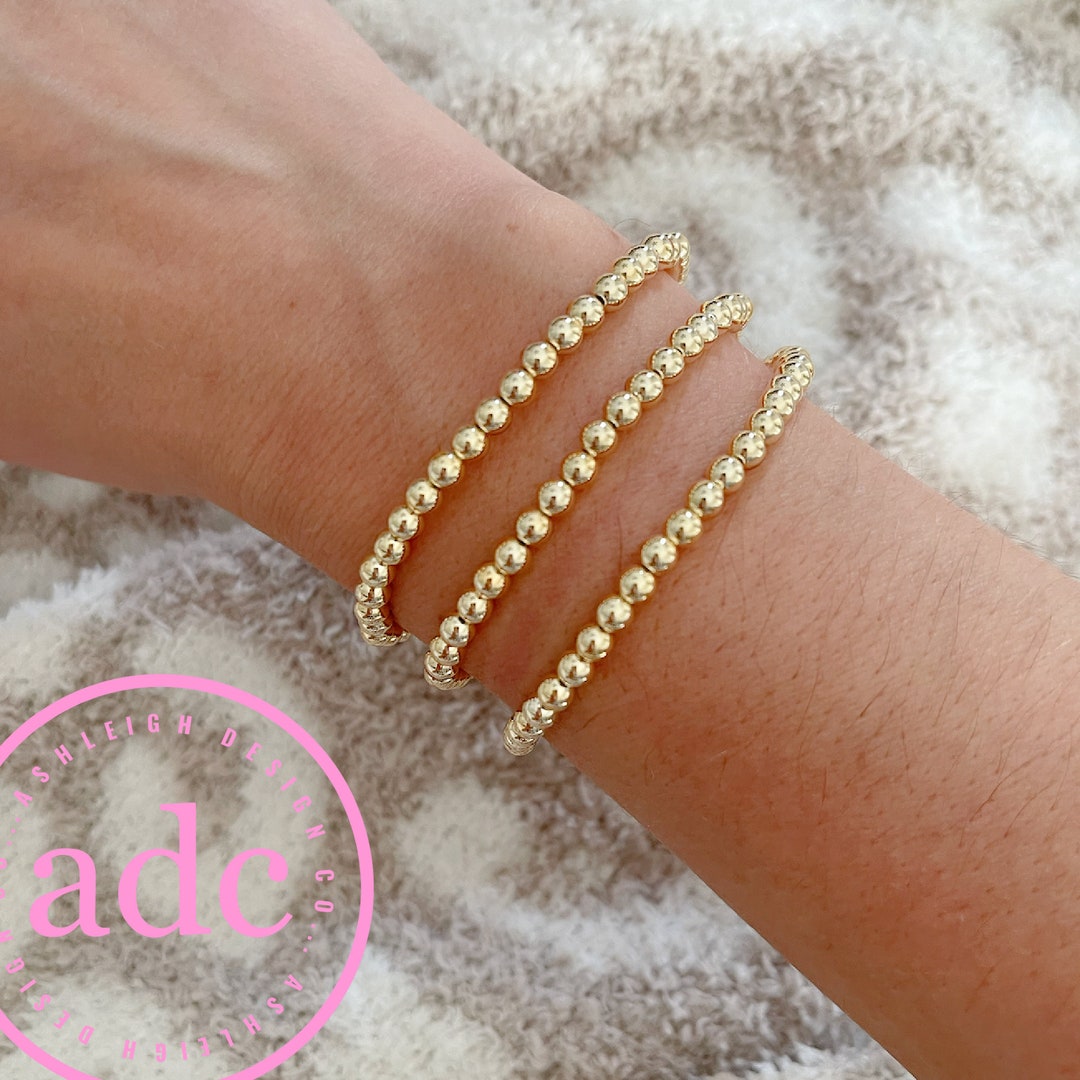 Gold Stacking Bracelet Gold Bead Bracelets Women's - Etsy