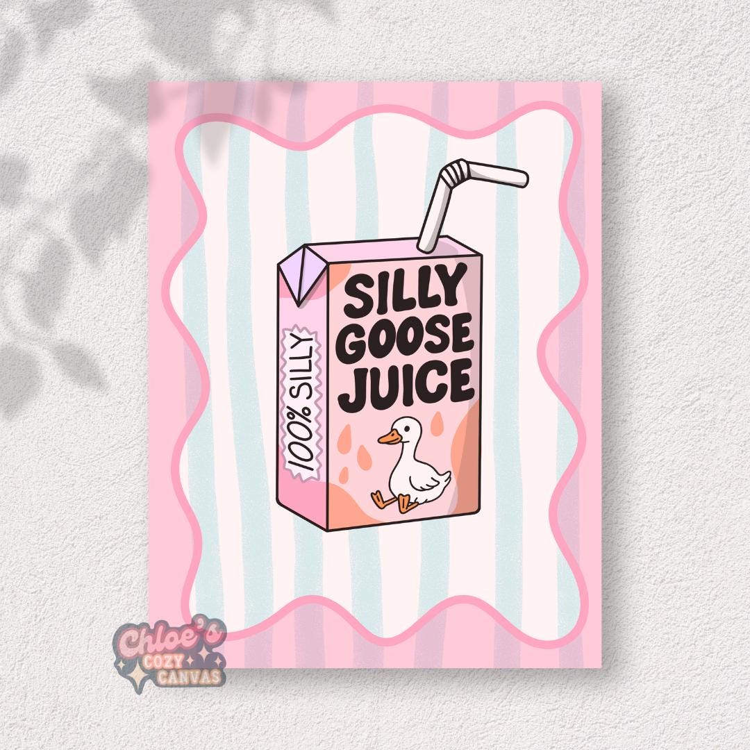 Silly Goose Juice | Hand Drawn Retro Print | Digital Download - Etsy