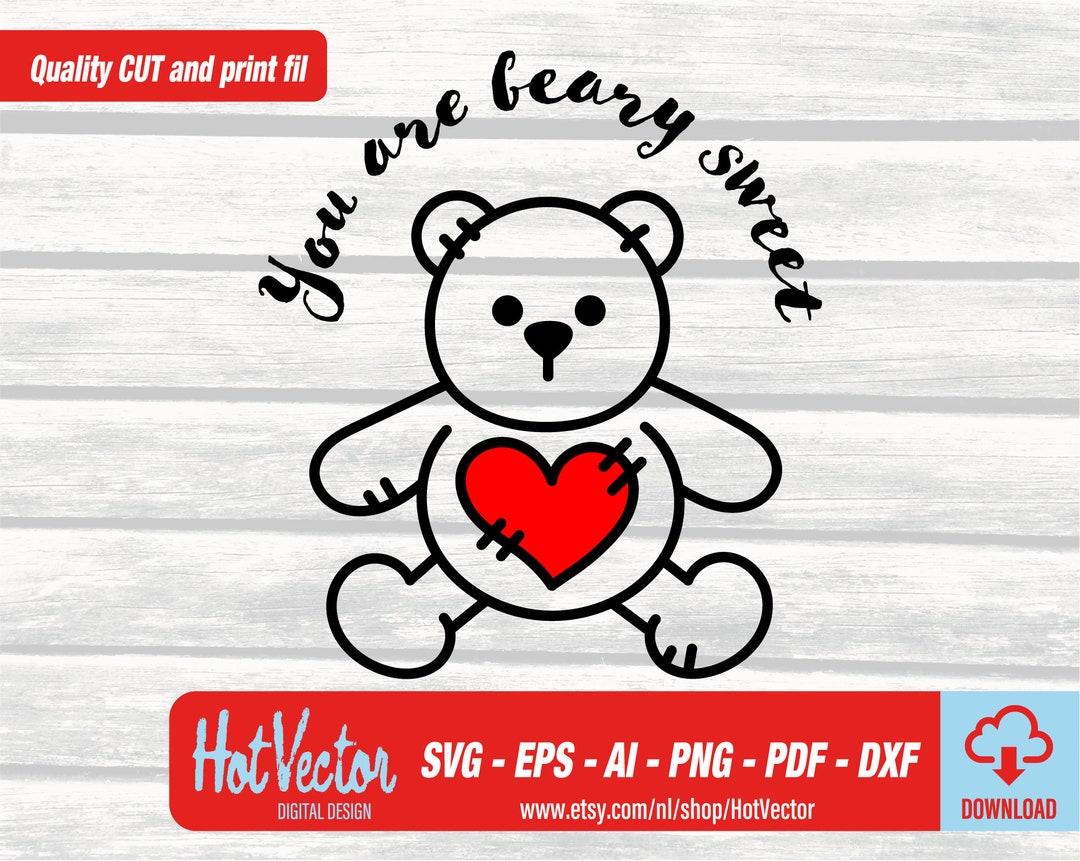 You Are Beary Sweet Valentine Digital Clipart, Graphic for Personal and ...