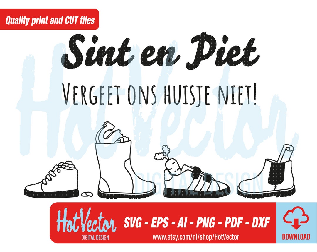 Sinterklaas schoentjes clipart, svg, eps, ai, dxf, pdf, png, plotter en ...