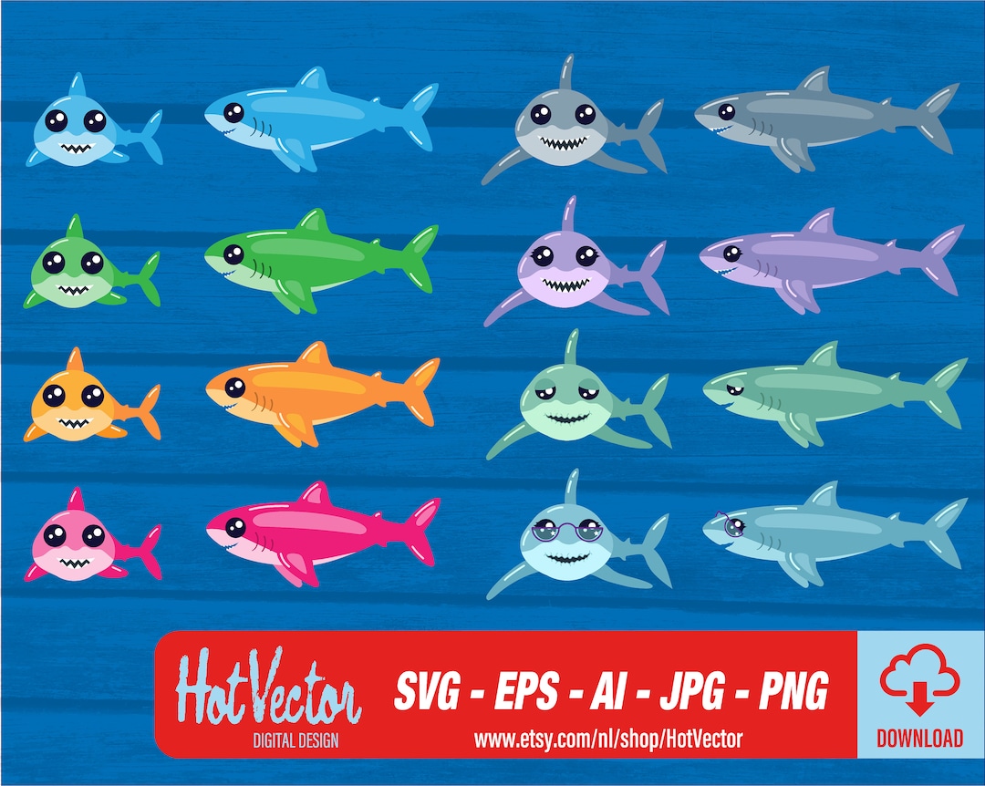 Baby Shark Family Clipart Set (digital Download) - Etsy