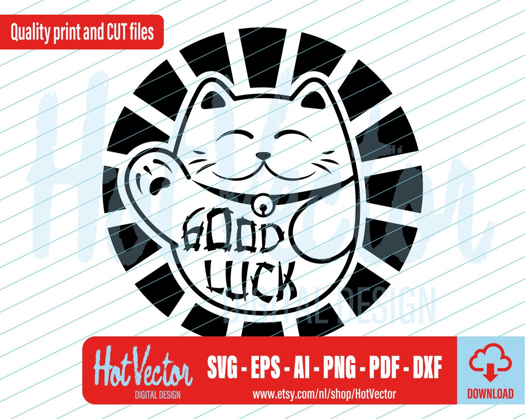 Good Luck Lucky Cat Clip Art, Digital Instant Download, Svg, Png, Ai ...