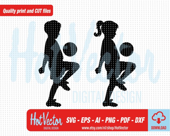 Soccer Kids Silhouette Clipart Sport Graphic Print Cut File | Etsy