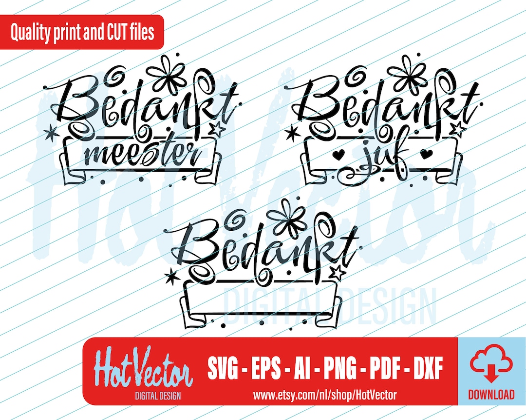 Bedankt Juf Super Meester Digital Bundel, Svg, Dxf, Png, Ai, Eps, Pdf ...