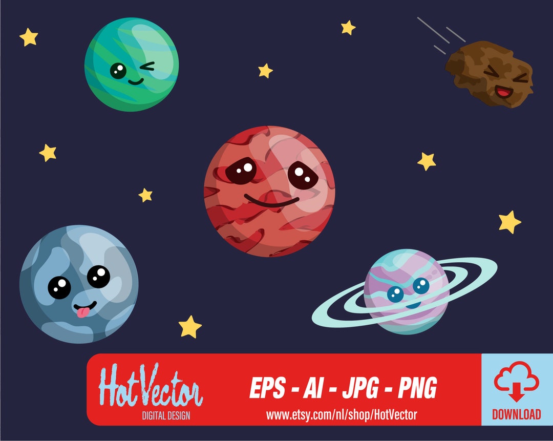 Planet Space Clipart - DIGITAL DOWNLOAD - Ai, Eps, Png, Jpg - Free ...