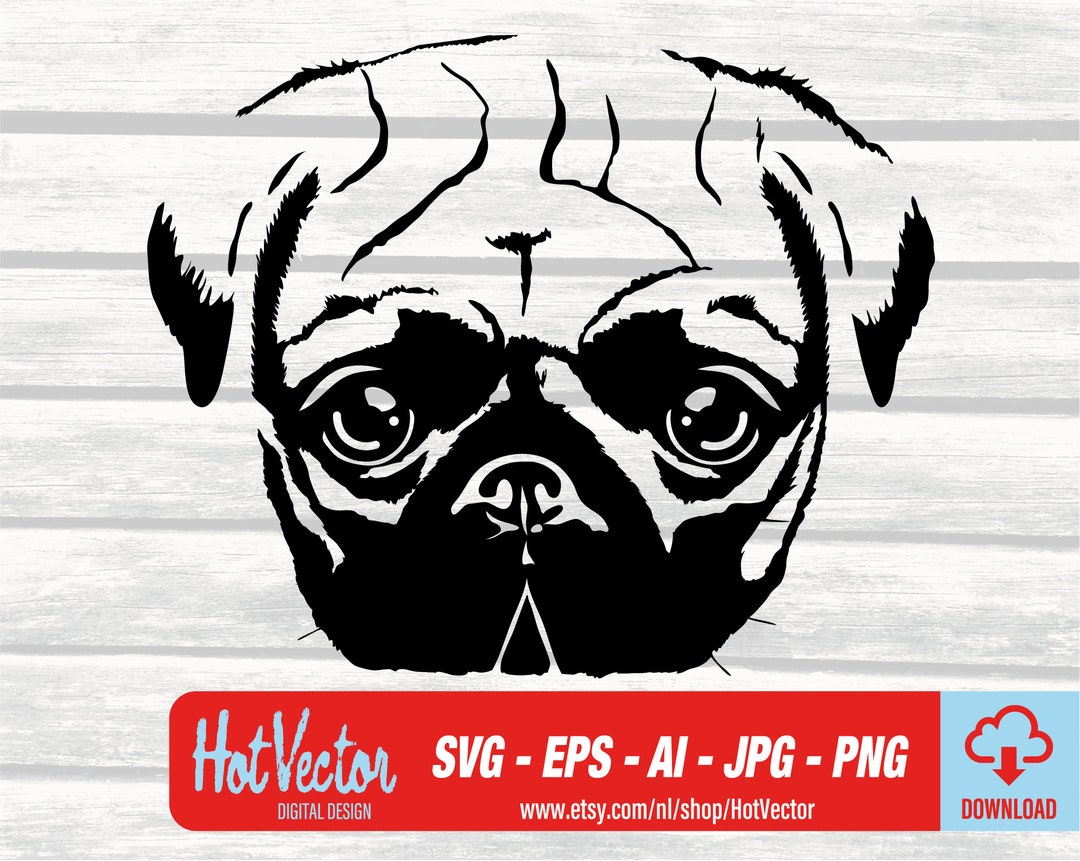 Cute Pug Dog Digital Clipart, Doggy Pet Graphic for Personal and ...