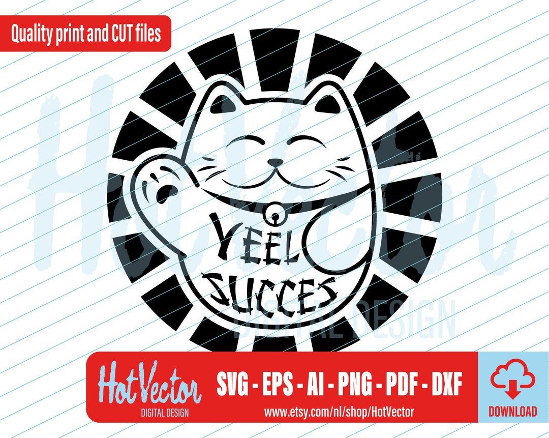 Veel Succes Lucky Cat Clip Art, Digital Instant Download, Svg, Png, Ai ...