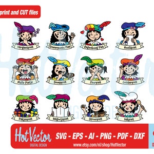 Pieten Sinterklaas Bundel, Svg, Png, Ai, Eps, Pdf, Dxf, Personal and ...