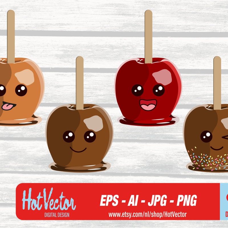 Red Candy Apple Clipart - Etsy