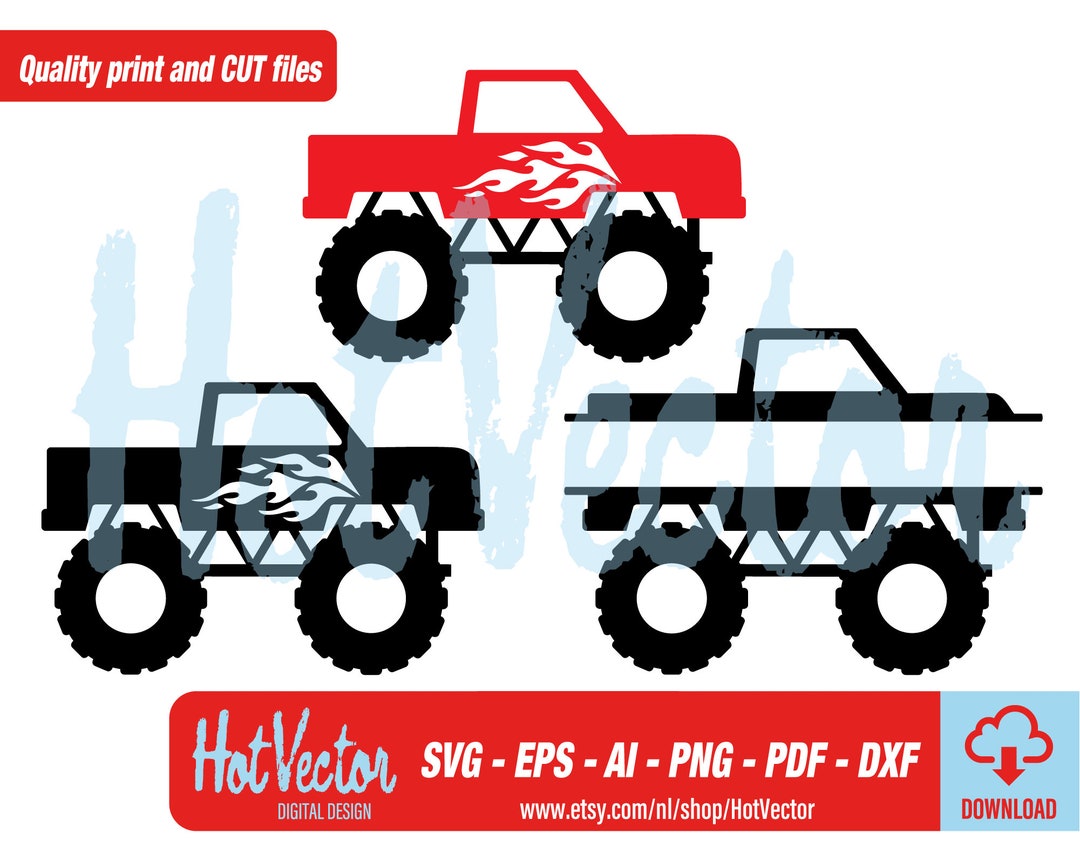 Monster Truck Digital Clipart, Plotter and Print File for Crafters, Svg ...