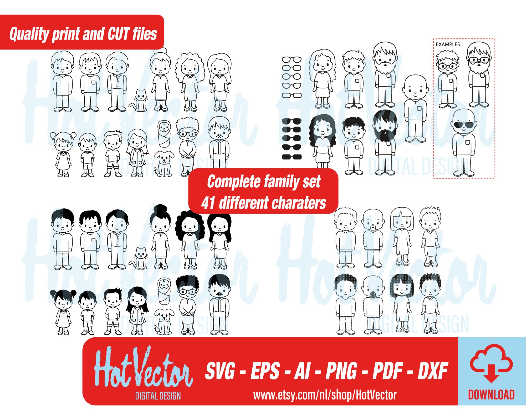 Family Members Digital Clipart Bundel Svg Dxf Png Ai Eps | Etsy