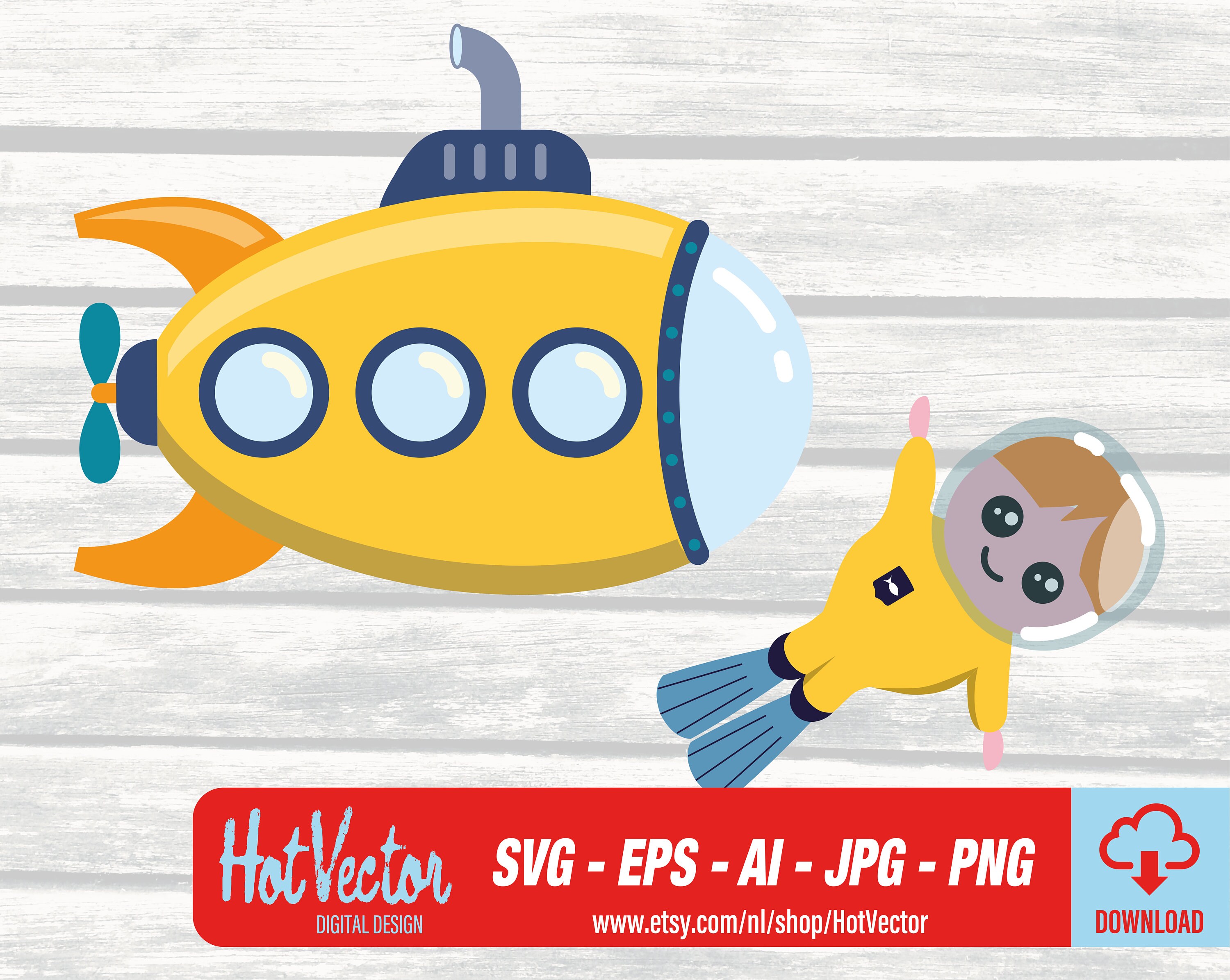 Cute Submarine Clipart