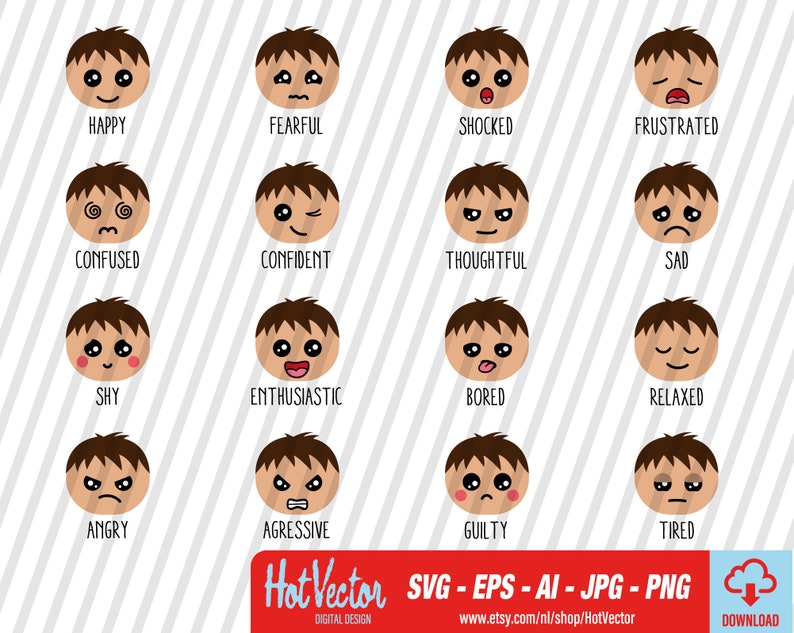 Educational Boy Emoticons Digital Clipart Emoji Graphic for | Etsy