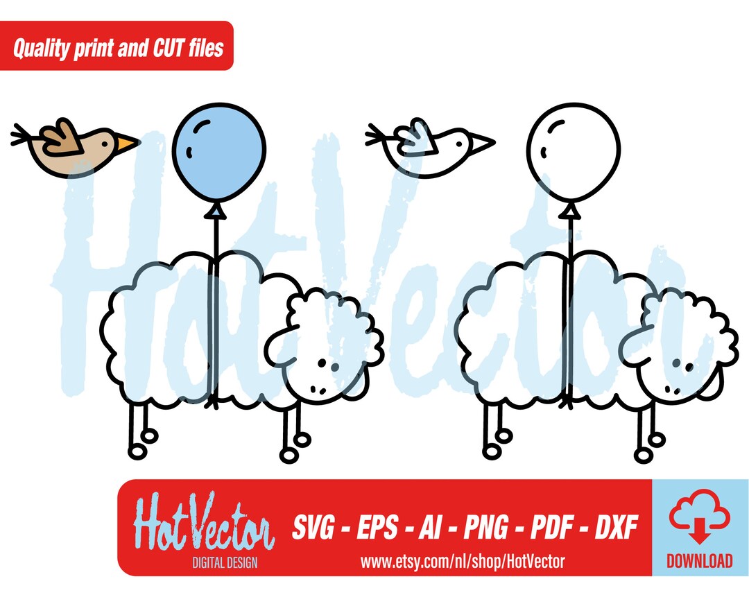Cute Doodle Sheep Digital Clipart, Plotter Cut and Print Vector Files ...