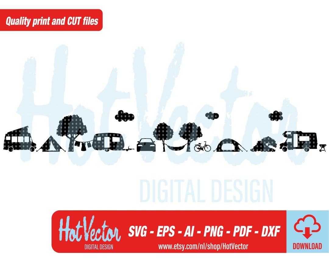 Camping Digital Clipart Display, Plotter and Print Files, Personal and ...