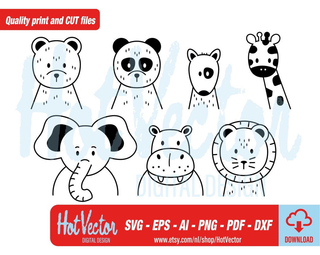 Cute Wild Animals Digital Clipart Set, Cut Print Vector Files for ...