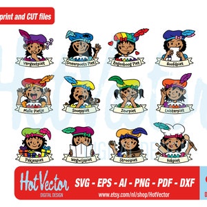 Pieten Sinterklaas Bundel, Svg, Png, Ai, Eps, Pdf, Dxf, Personal and ...